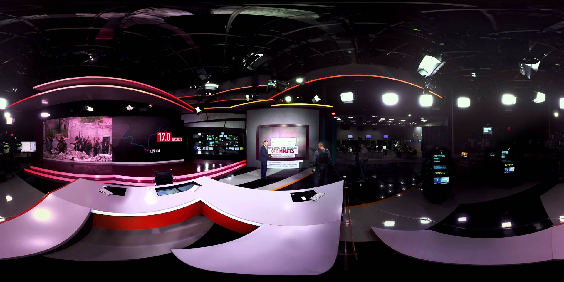 Inside RT: 360 video of real-time news broadcast from RT Moscow studio ...