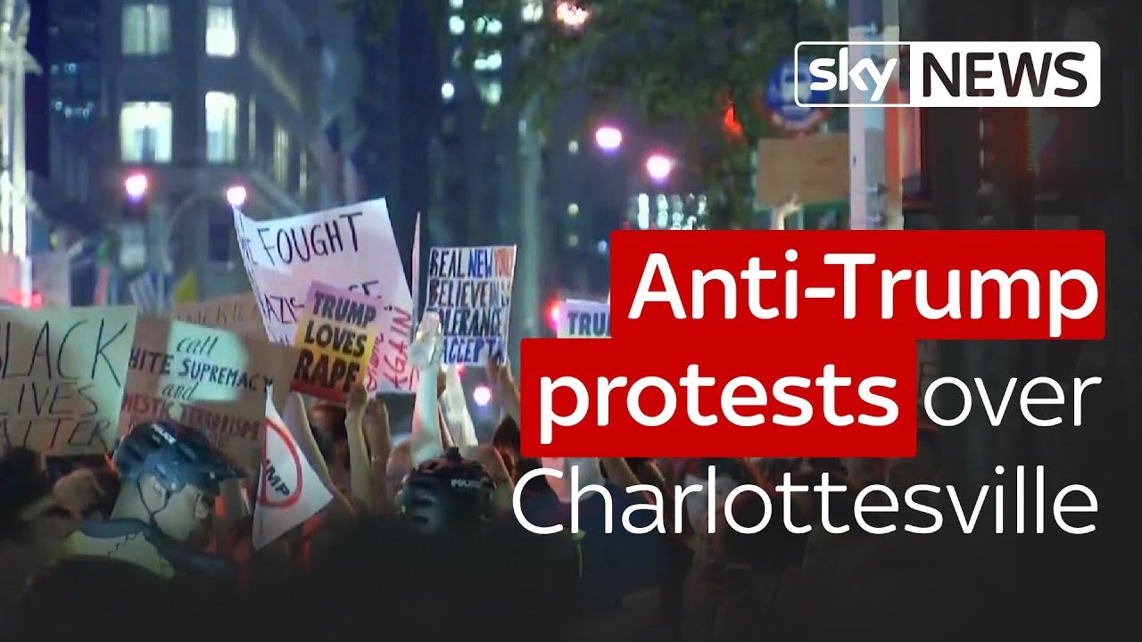 New York protests against Donald Trump over Charlottesville reaction ...