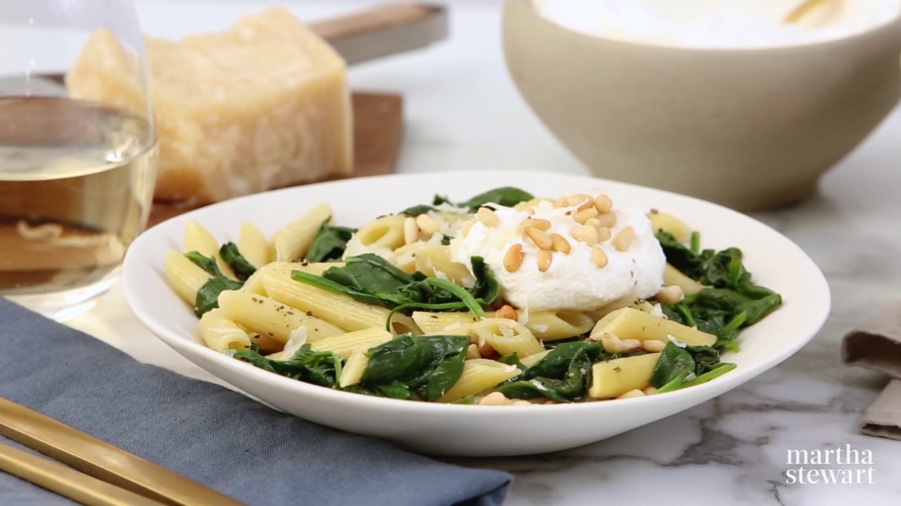 One Pot Penne With Spinach Ricotta And Pine Nuts Martha Stewart