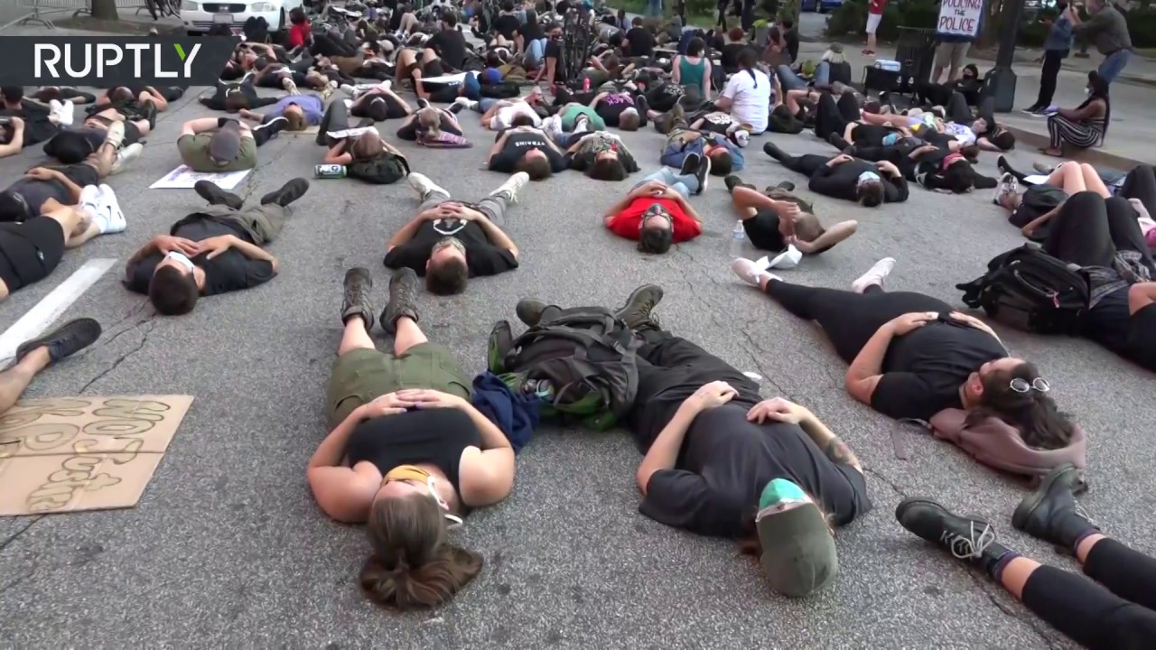 Die-in protest | BLM activists lay down on streets of Atlanta - The ...