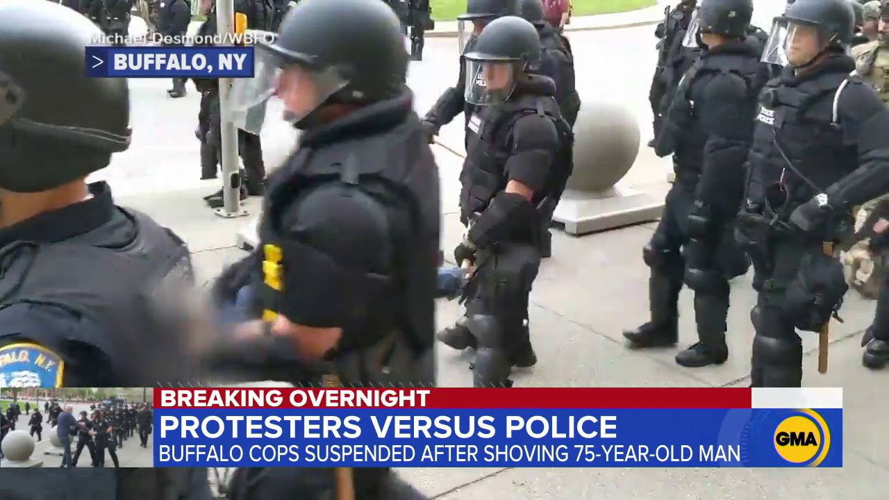 Police caught on camera pushing man to ground during Buffalo protest ...