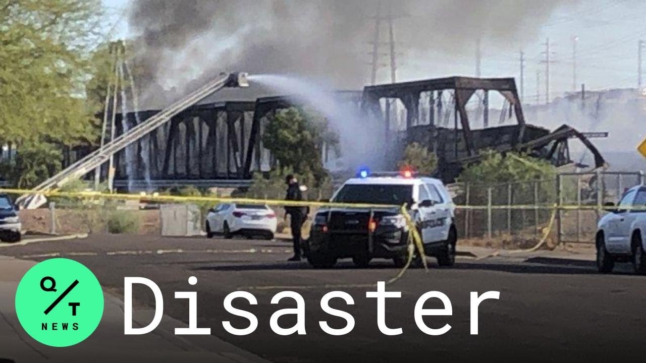 Massive Fire Breaks Out After Arizona Freight Train Derailment, Bridge ...