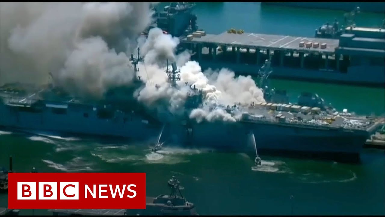 US Navy ship fire: Sailors and fire crew injured - BBC News - The ...