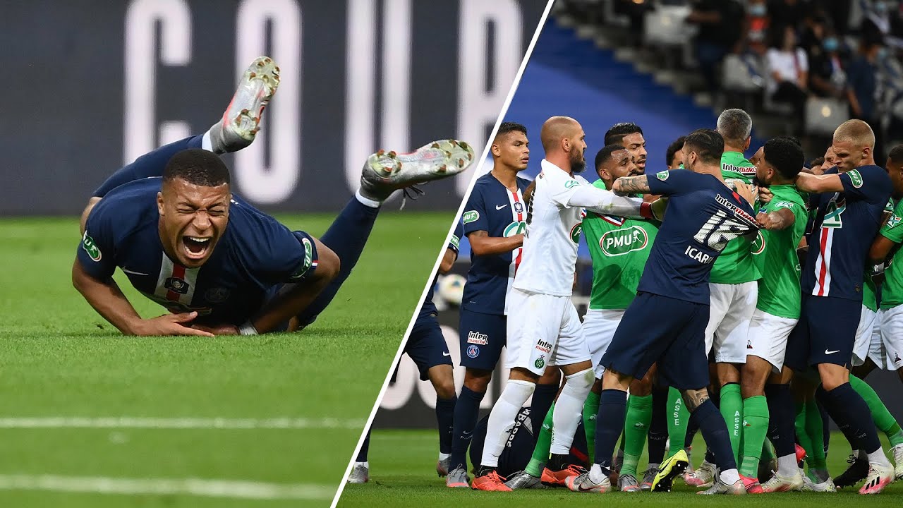 Kylian Mbappe injury sparks 22-man brawl in Coupe de France final ...
