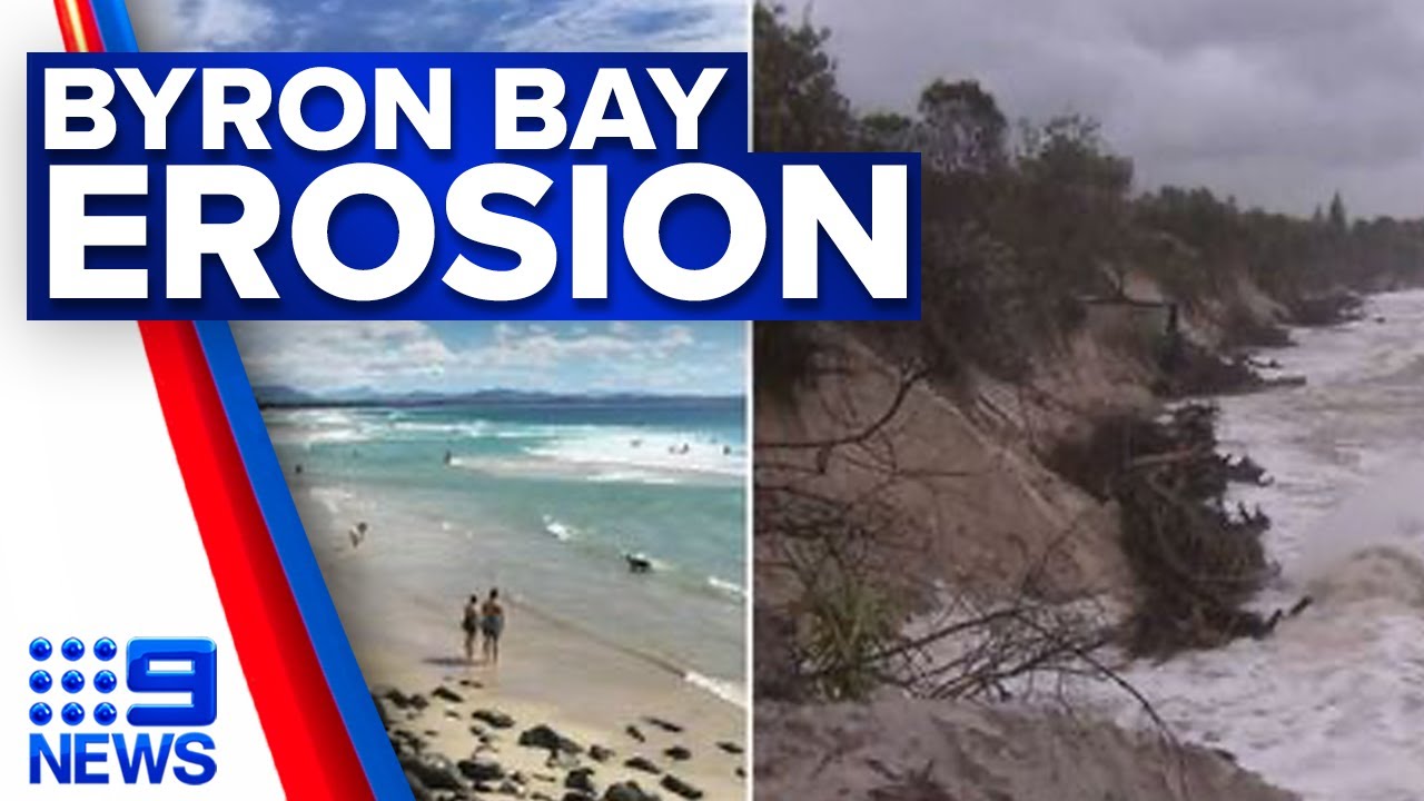 Byron Bay's famous beach disappears amid violent storm | 9 News ...