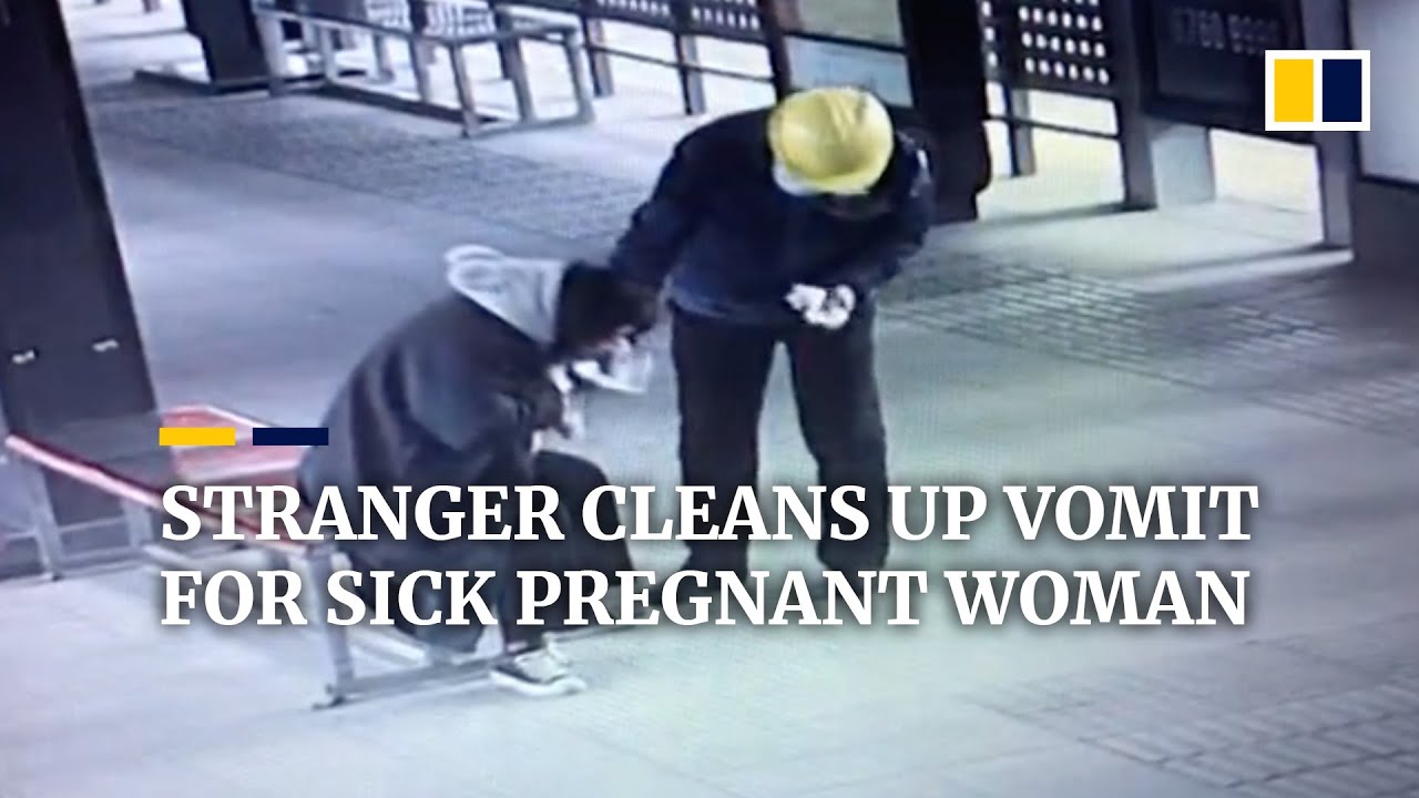 Stranger cleans up vomit for ill pregnant woman at bus stop in China ...