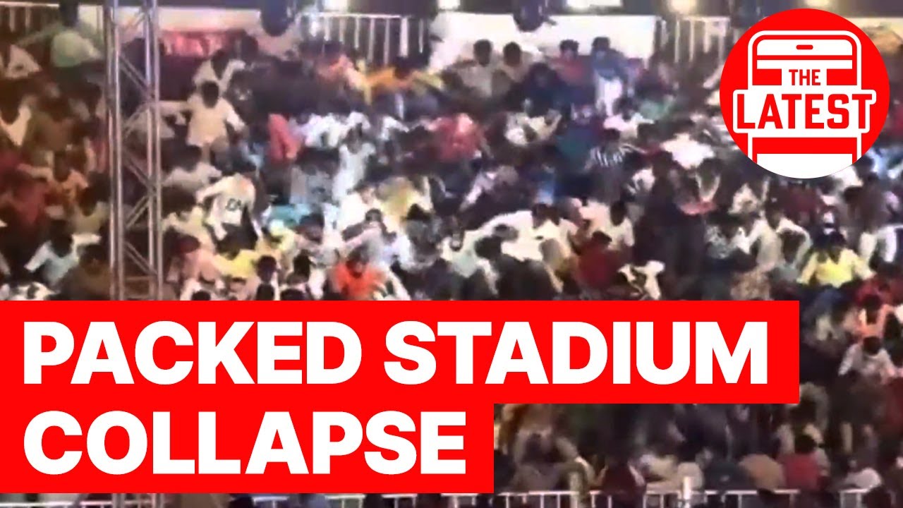 PACKED STADIUM COLLAPSE | Dramatic video captures the entire stand ...