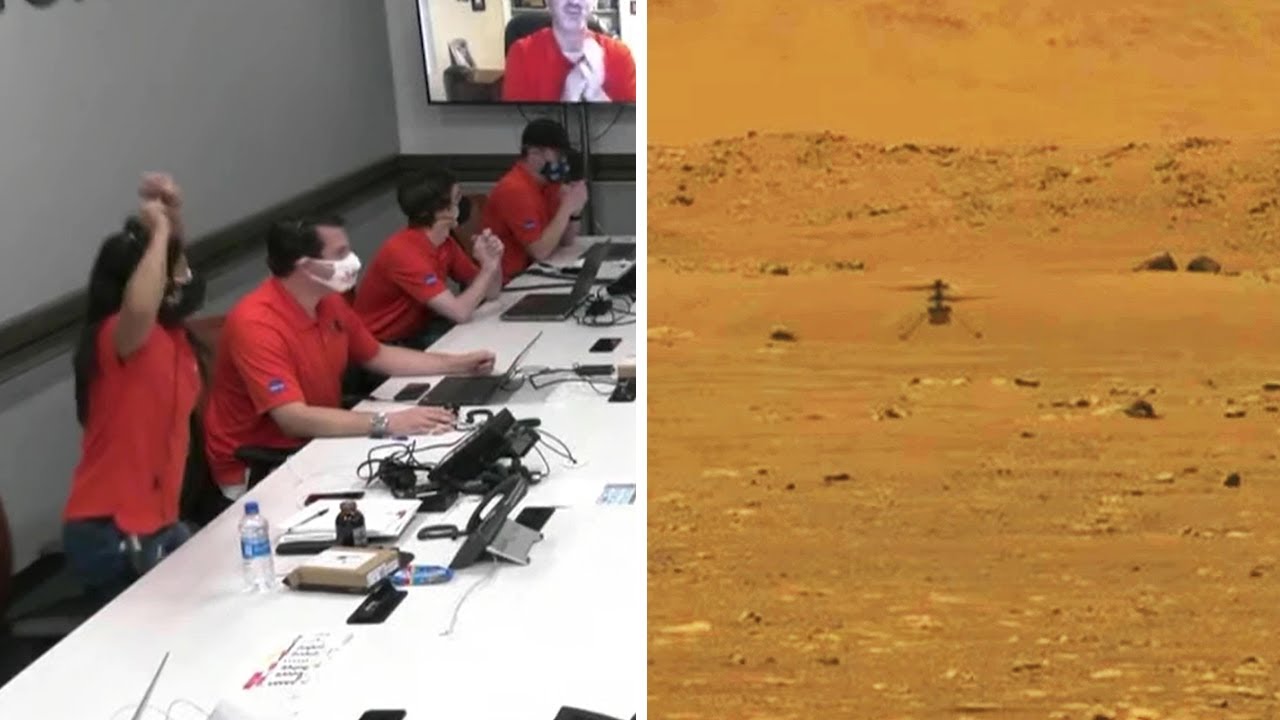 Video of Nasa Mars Ingenuity helicopter's successful first flight on ...