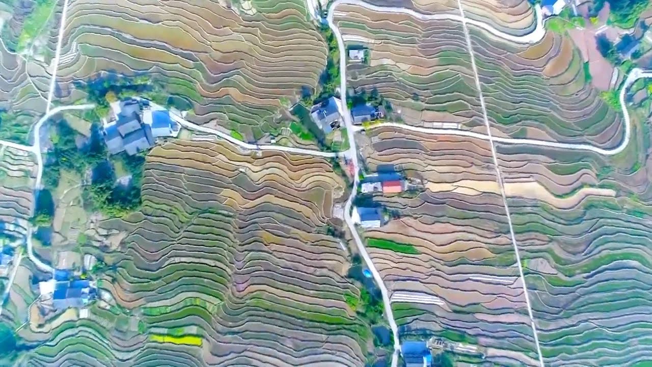 Aerial shot of Yanjing terraces looks like the palm of the earth! - The ...