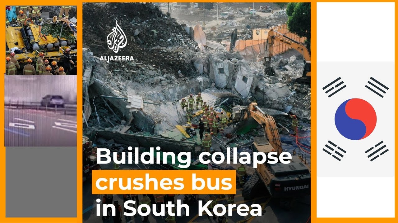 Building collapse crushes bus in South Korea | AJ #shorts - The Global ...