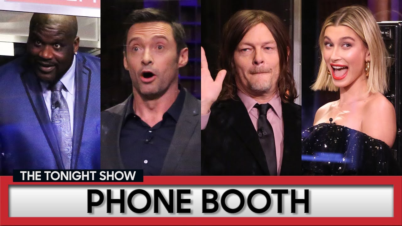 Tonight Show Phone Booth with Shaquille O’Neal, Hugh Jackman, Hailey ...