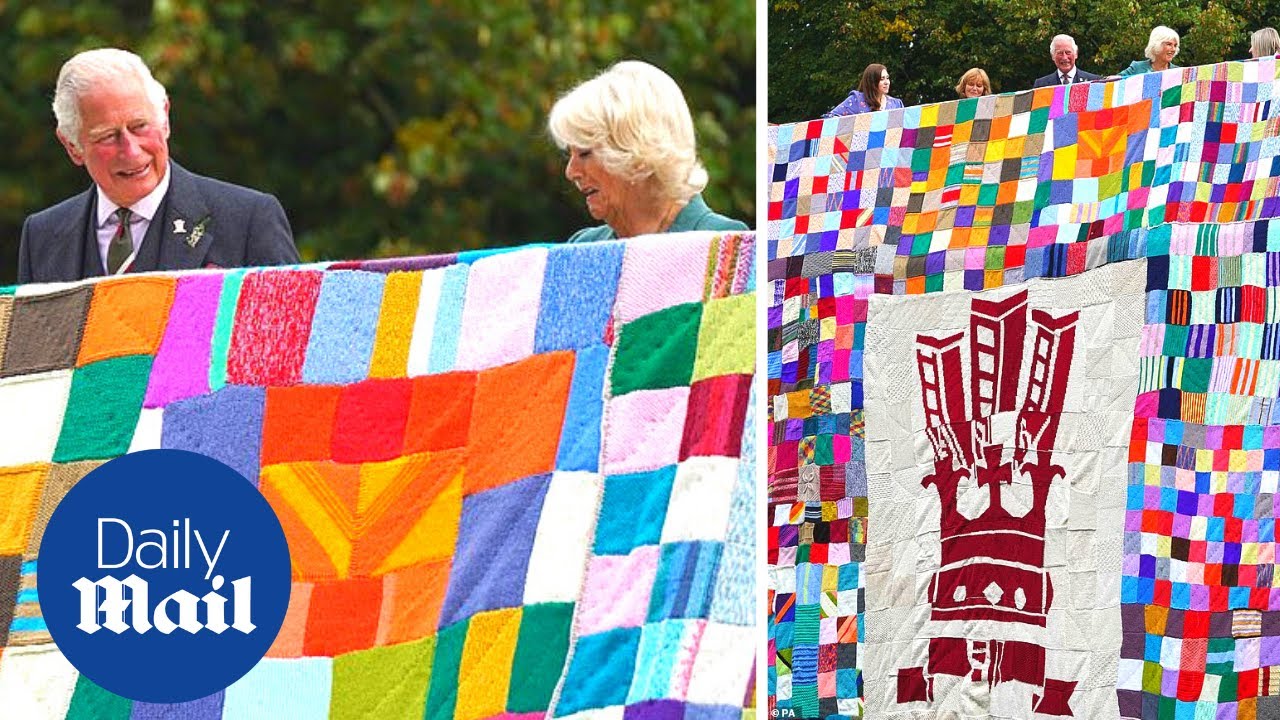 Prince Charles and Camilla unveil a giant knitted patchwork ...