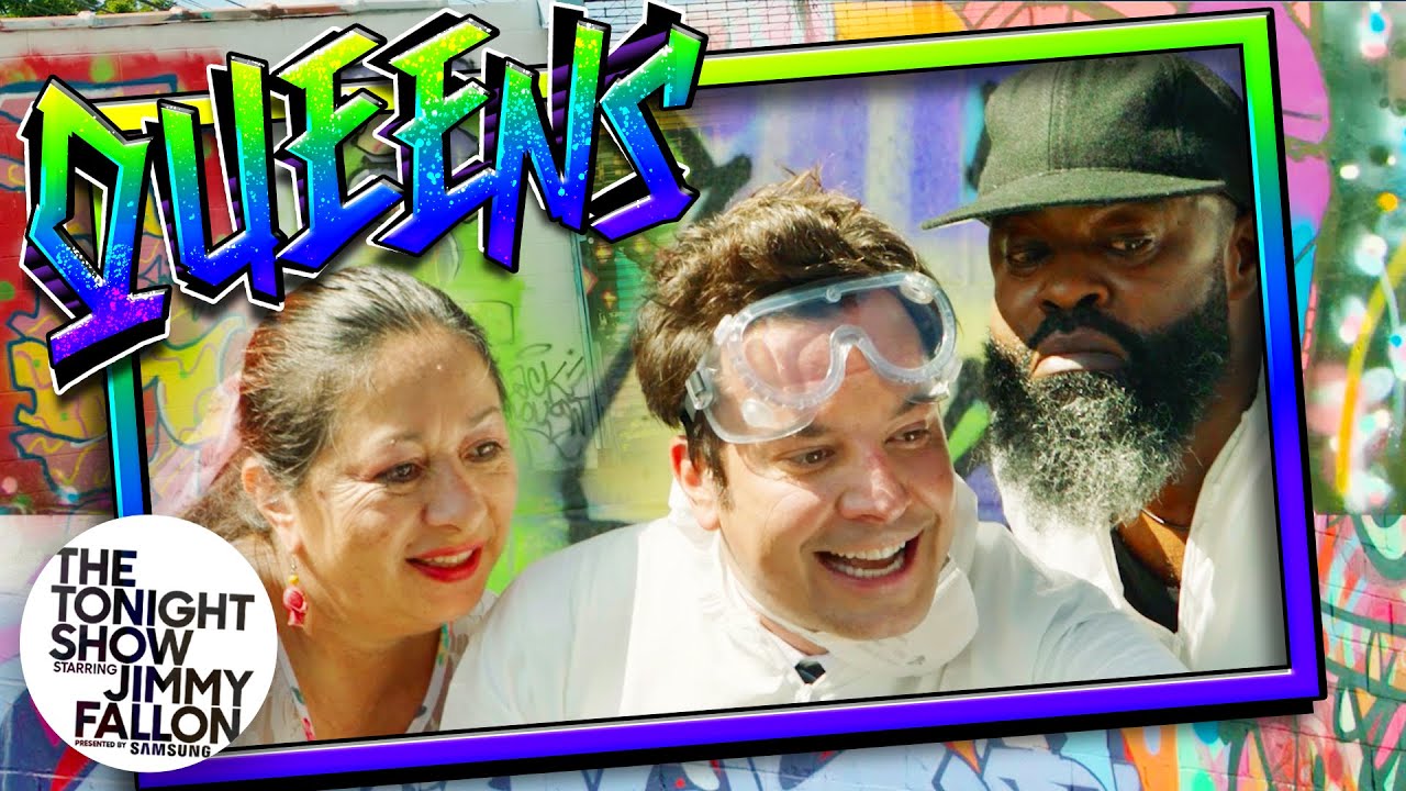 Lady Pink Teaches Jimmy and Tariq How to Graffiti | The Tonight Show ...