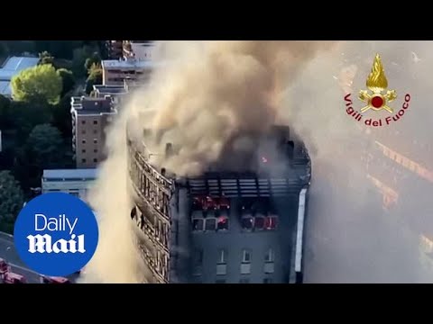 Shocking video shows large fire raging through Torre dei Moro flat ...