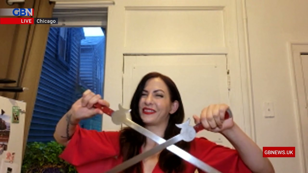 Sword-swallowing burlesque dancer Sally Marvel performs for GB News ...