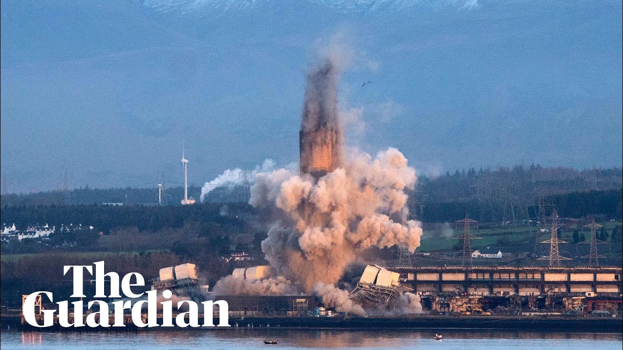 Explosive demolition brings down Scotland power station chimney - The ...