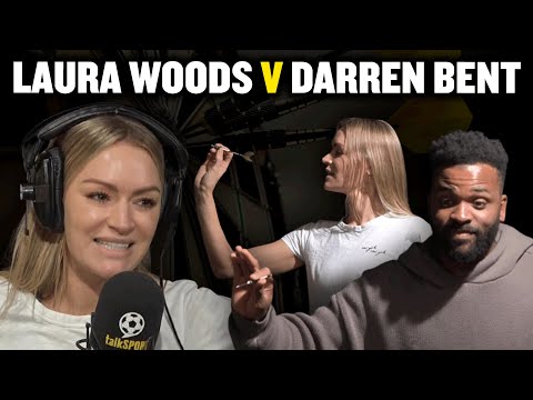 WOODS vs BENT!🔥 Laura Woods & Darren Bent play darts LIVE in the ...