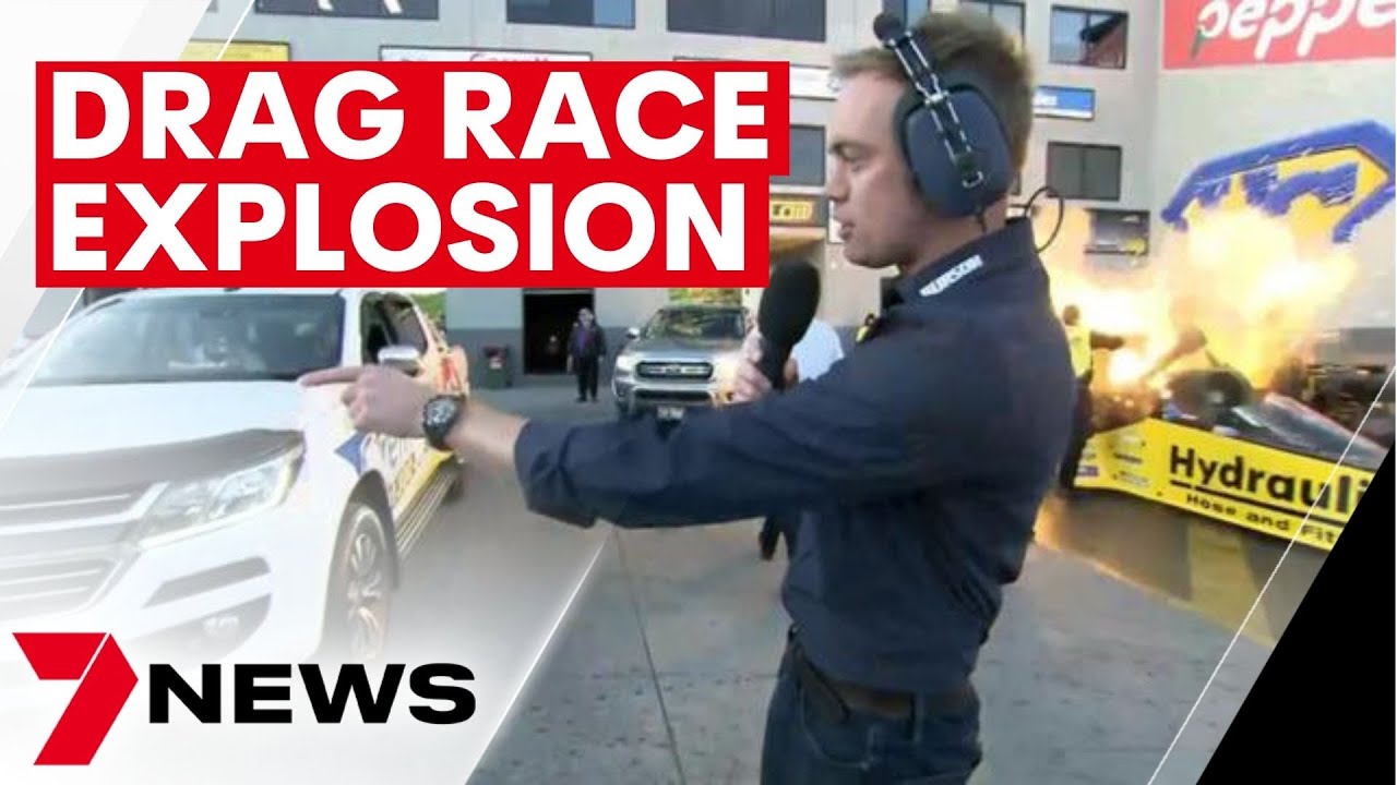 Drag racing crew hospitalised after explosion caught on camera at ...