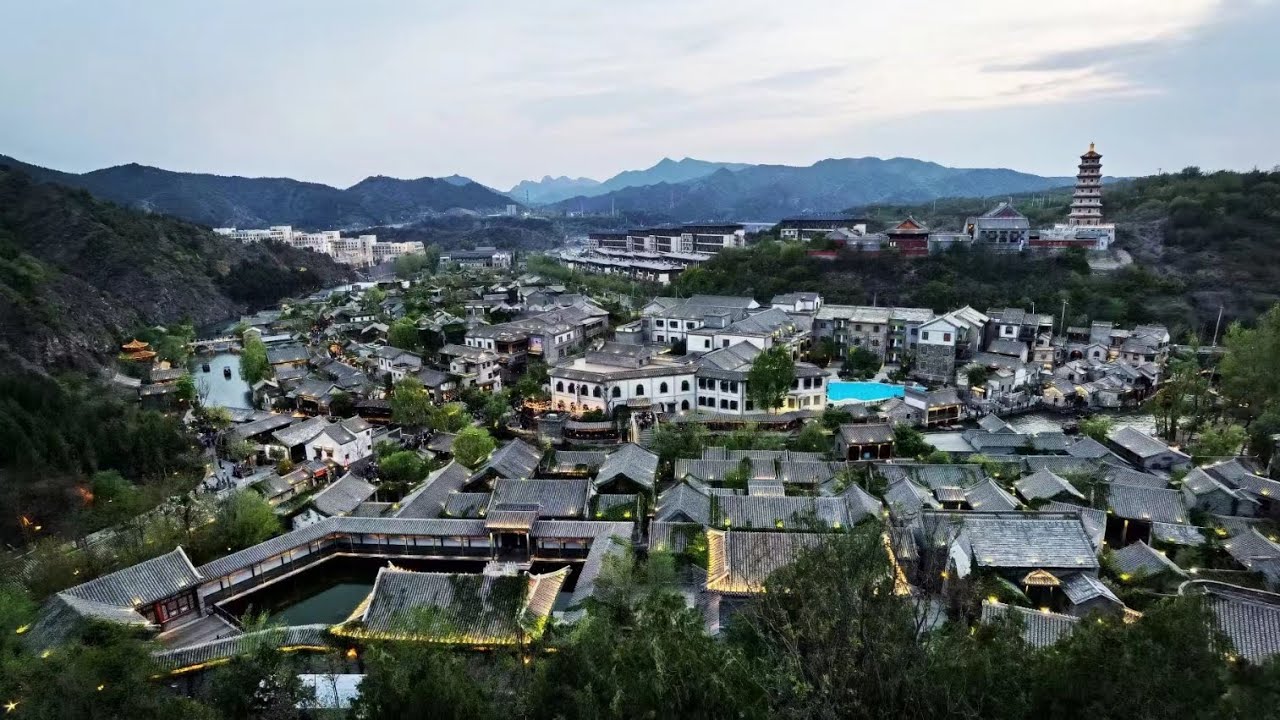 Live: Aerial view of Gubei Water Town - A unique village by the Great ...