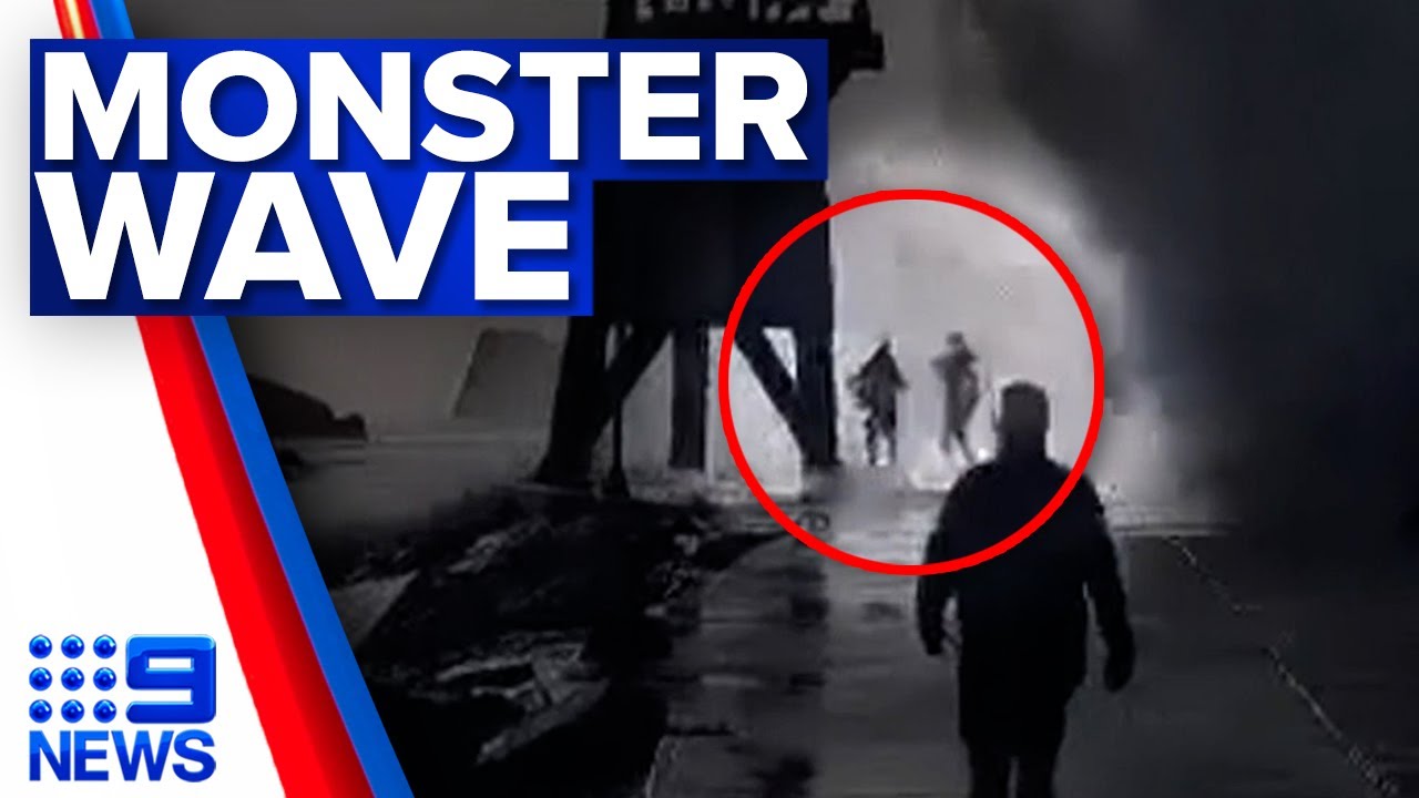 Two people swept off breakwall by freak wave | 9 News Australia - The ...