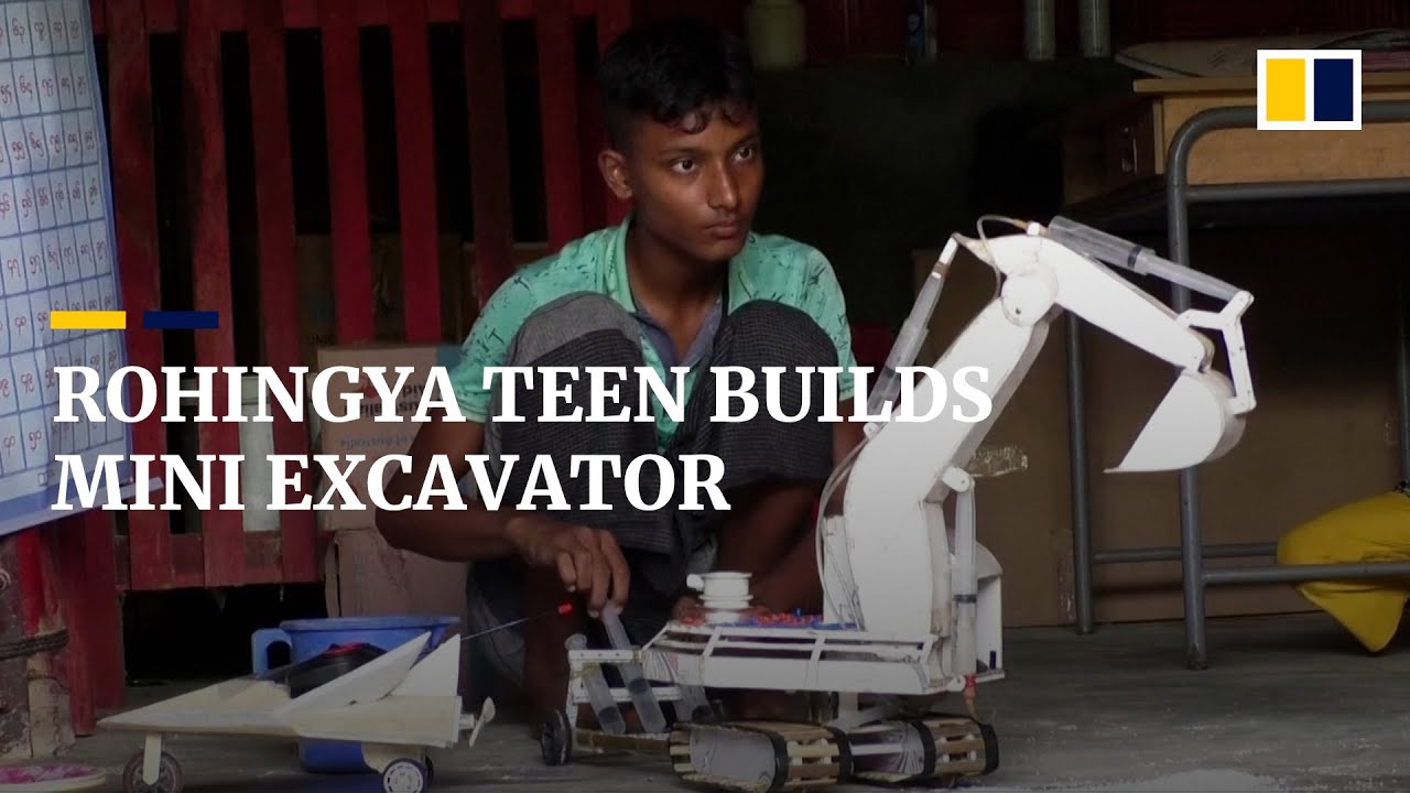 Rohingya teen aspiring to be engineer builds mini hydraulic excavator ...