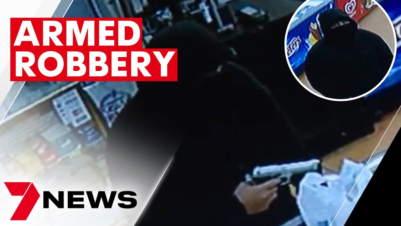 Armed robbery at Foodworks supermarket Claymore caught on CCTV | 7NEWS ...