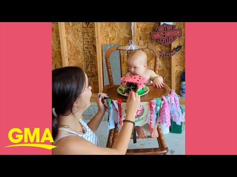Baby gives her best 'death stare' after big sister takes a bite of her ...