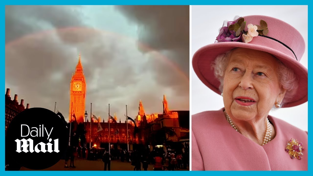 The Queen's final farewell: Magical rainbow lights up Westminster on ...