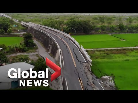 Taiwan earthquake: Drone footage shows incredible damage to collapsed ...