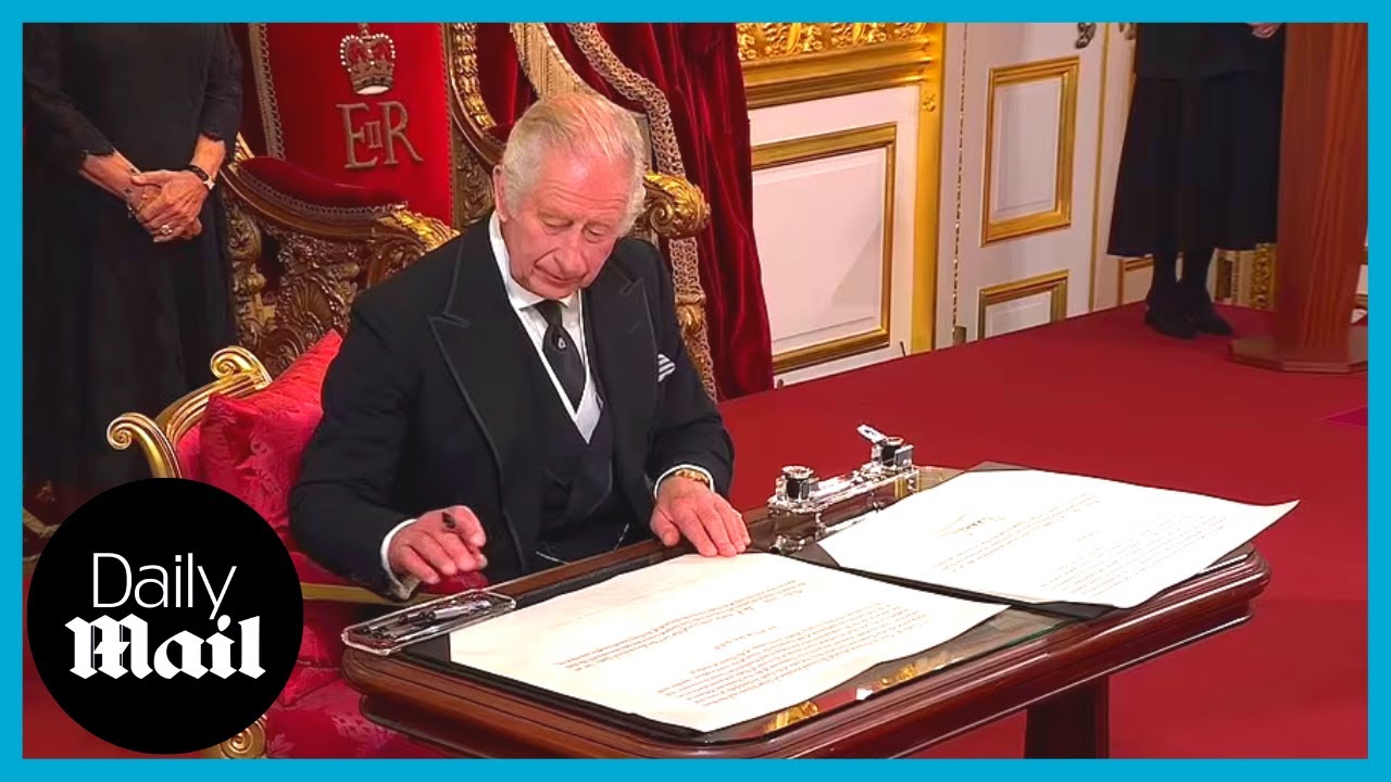 King Charles III signs the Proclamation at St James's Palace - The ...