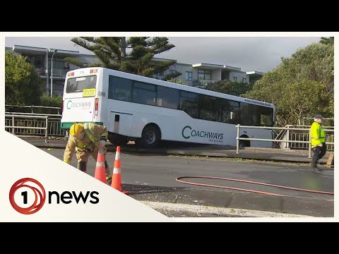 School bus full of students left hanging over side of central Auckland ...