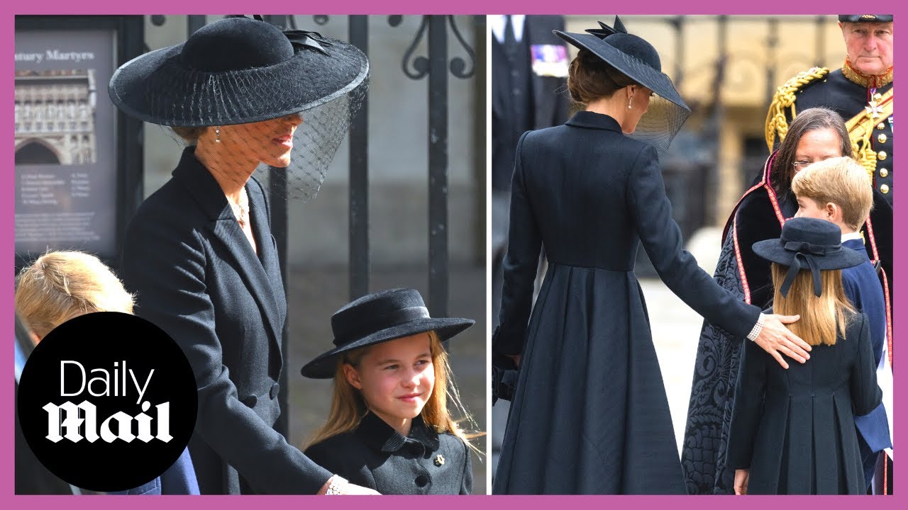 Cute moment Kate Middleton strokes hair of nervous Princess Charlotte ...