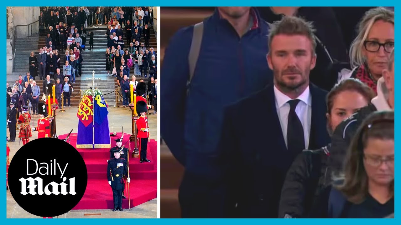 Emotional David Beckham bows head for Queen at her lying-in-state in ...