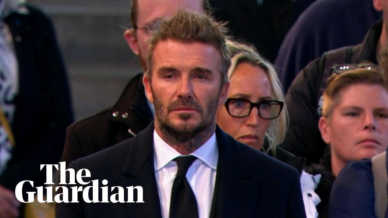 David Beckham appears visibly emotional while attending Queen's lying ...
