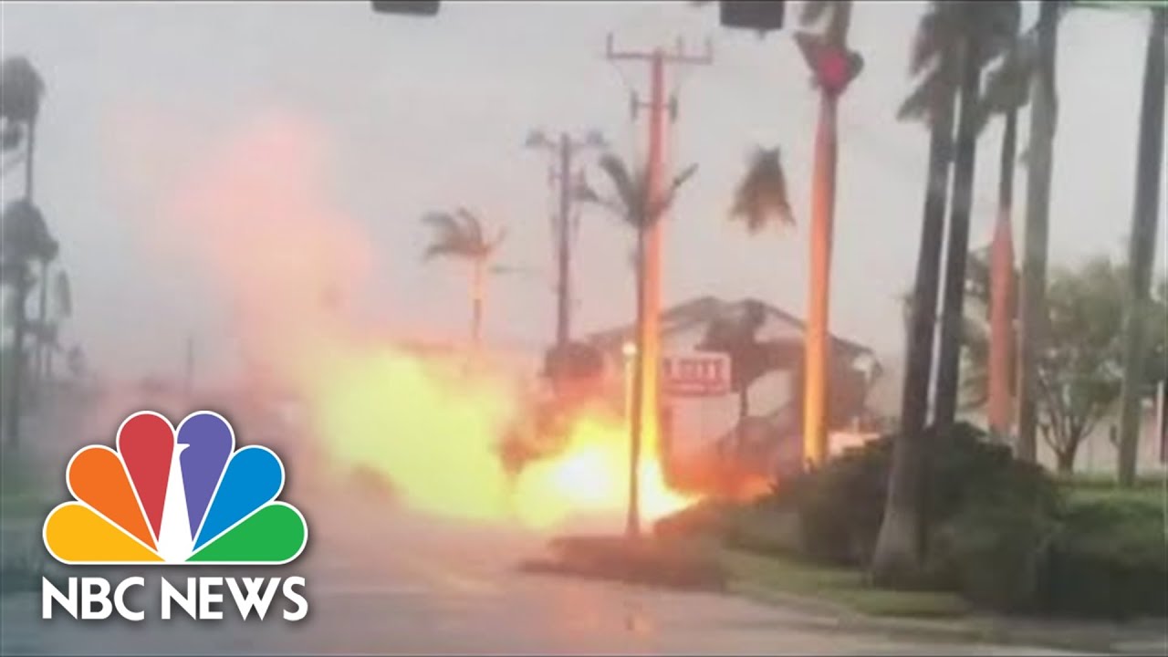 Apparent Downed Power Line Catches Fire After Hurricane Ian's Eyewall ...