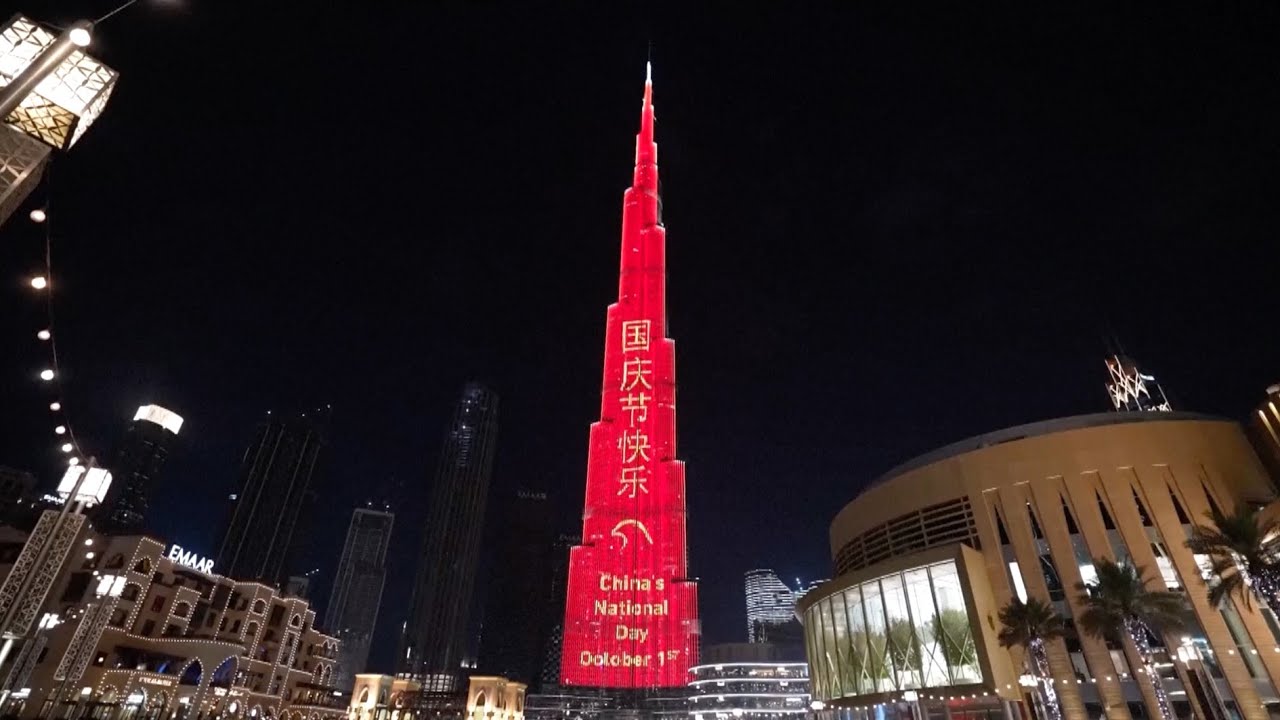Landmark buildings in some countries turn red to mark China's National ...
