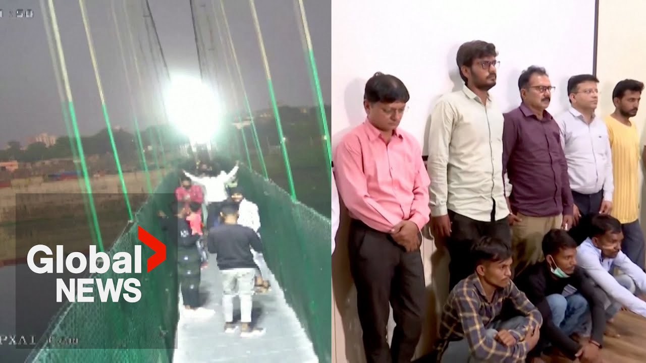 Moment of deadly bridge collapse in India caught on camera, 9 people ...