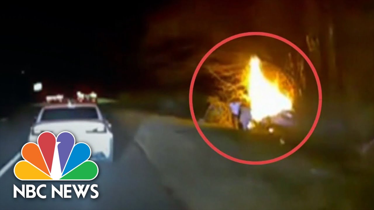 Watch Off Duty Firefighter Saves Woman From Fiery Crash The Global
