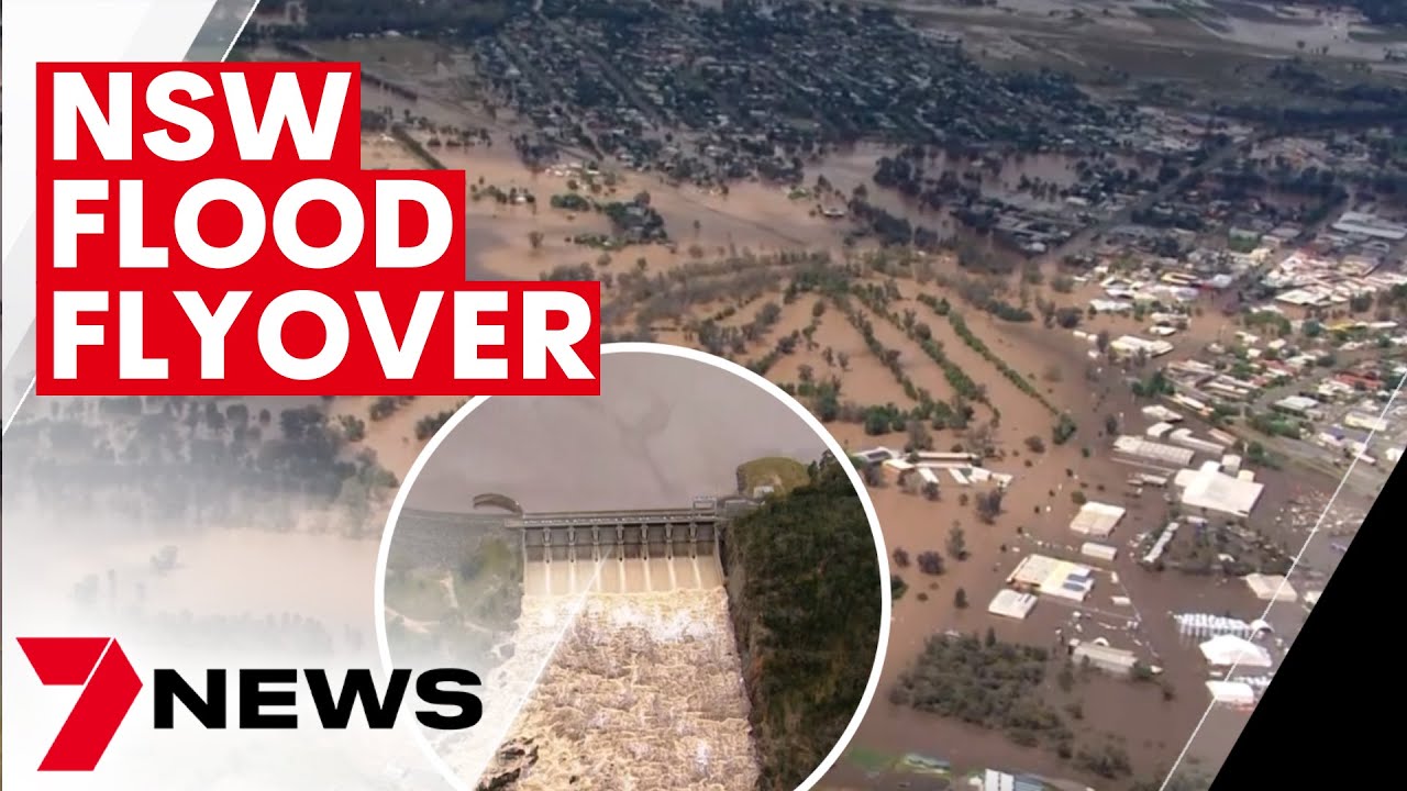 7NEWS helicopter flies over Wyangala Dam, Cowra, Eugowra & Forbes ...