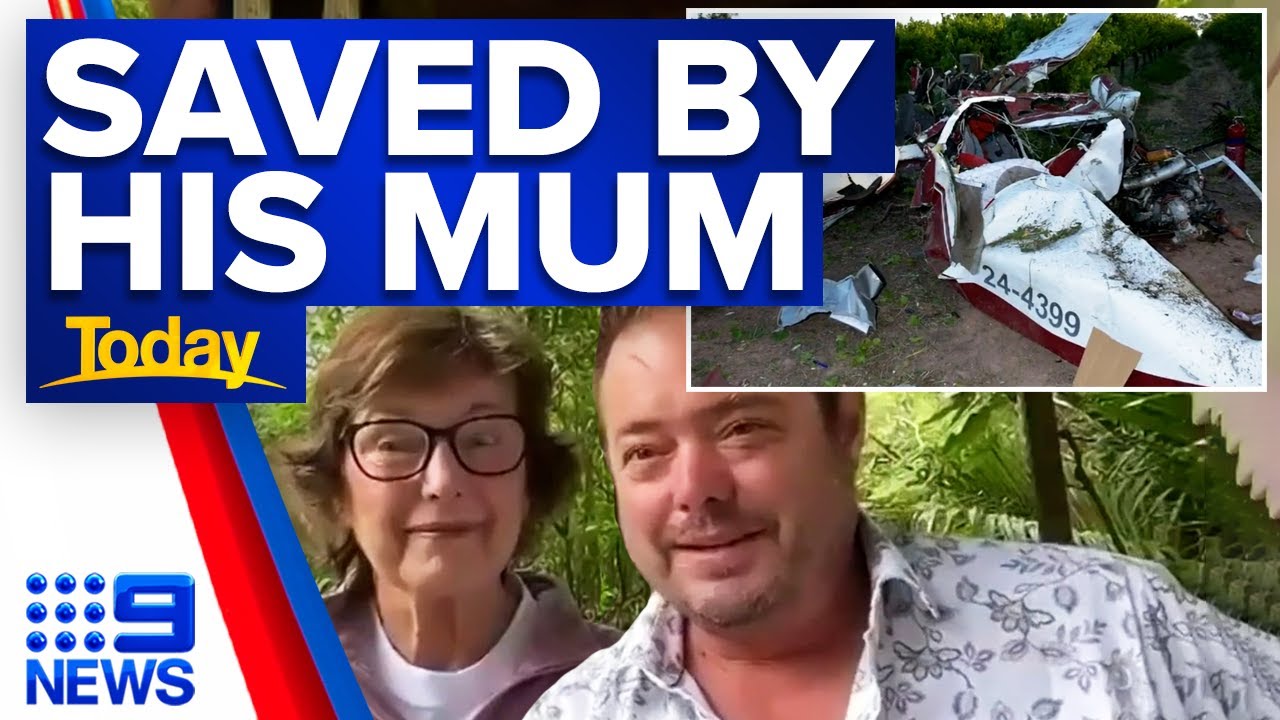 Pilot saved by his own mother after plane crash | 9 News Australia ...