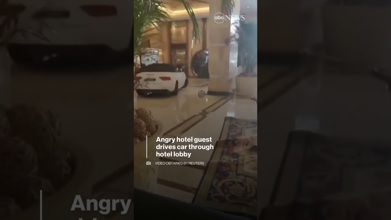 Angry hotel guest drives car through hotel lobby | ABC News - The ...