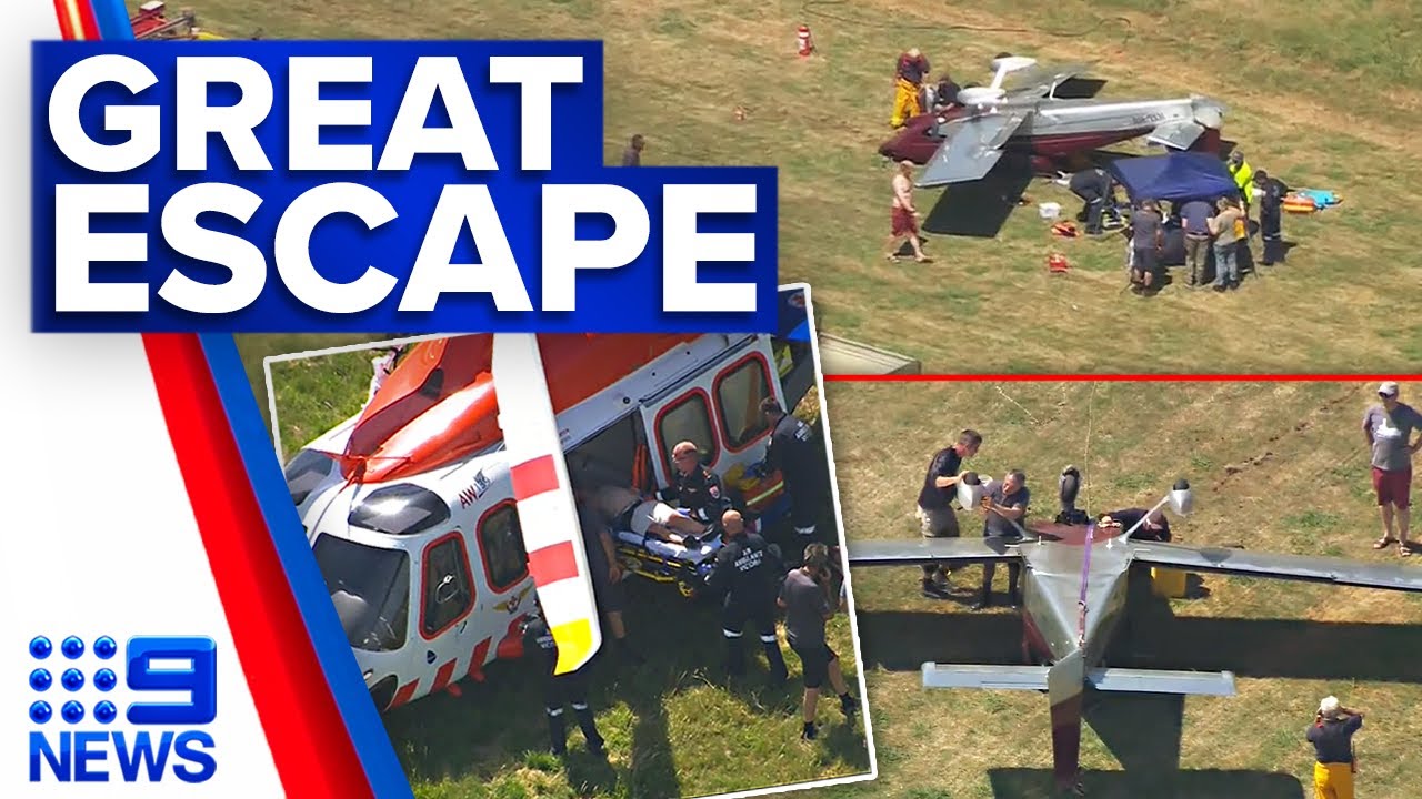 Light plane crash lands on roof in remote Victorian runway | 9 News ...