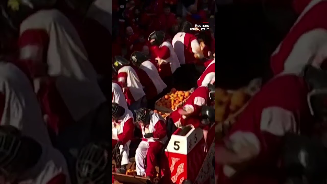Watch thousands of oranges go flying through air in massive food fight ...