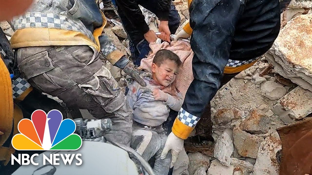 Syrian children pulled from rubble by earthquake rescue teams - The ...
