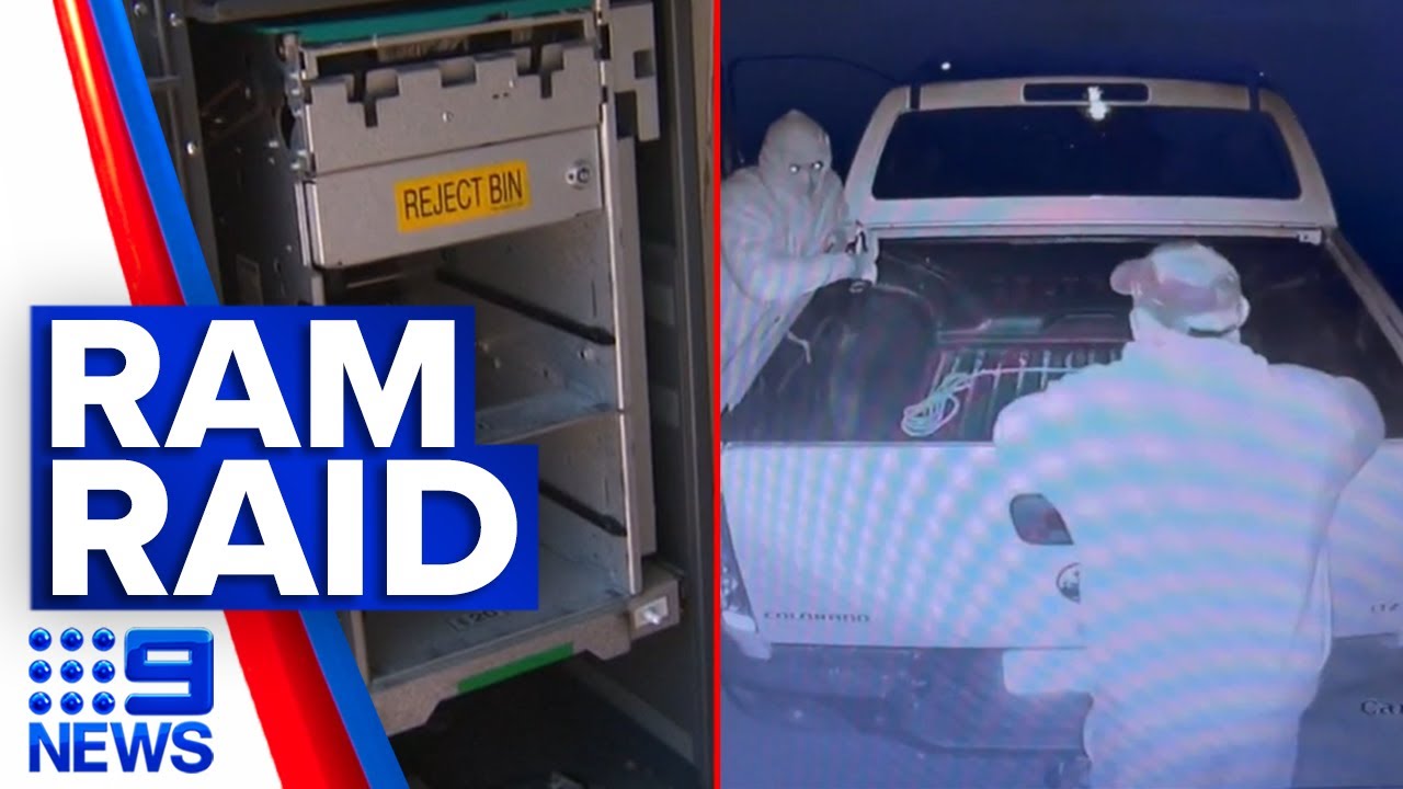 Three masked thieves ransack Adelaide ATM during wild ram raid | 9 News ...