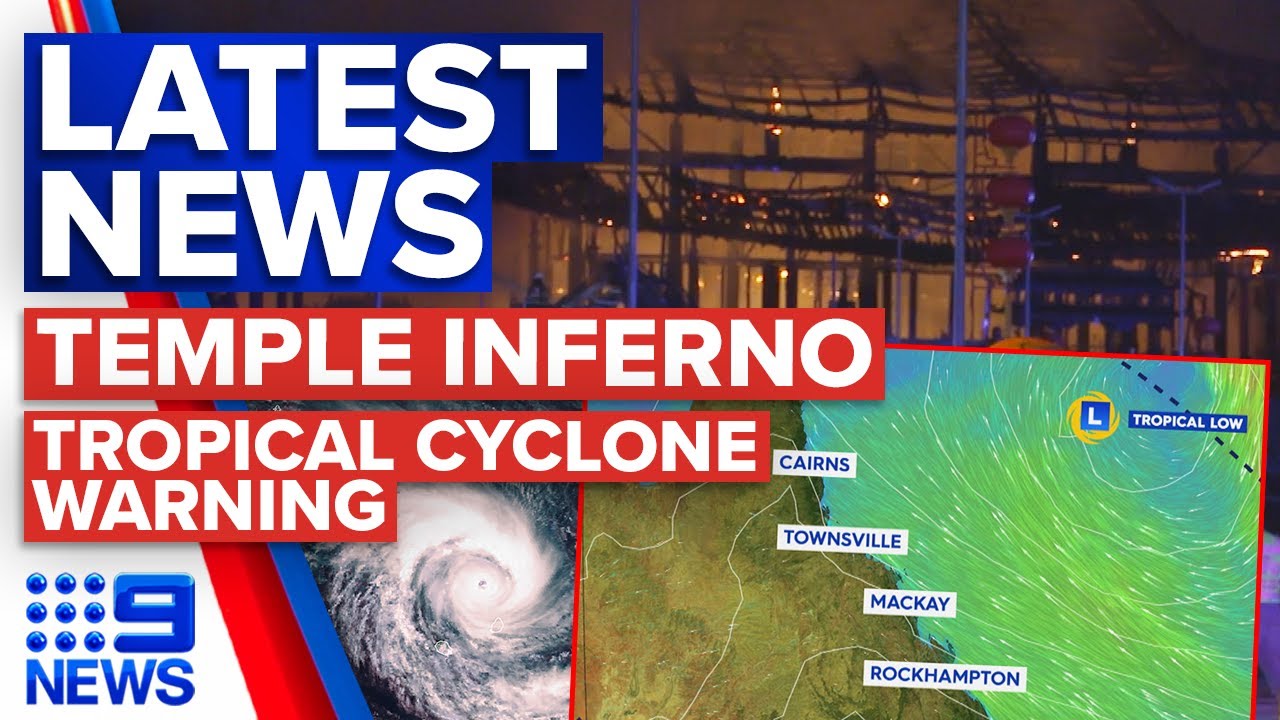 Buddhist temple destroyed in fire, category three tropical cyclone ...