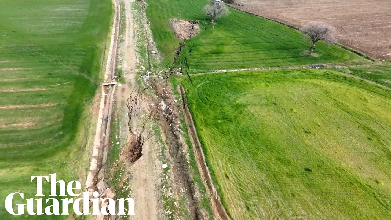 Drone footage shows large faultline in southern Turkey after ...
