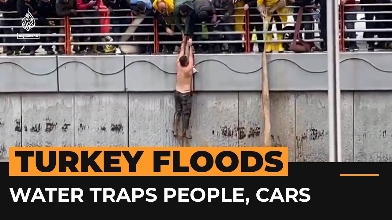 Flash flooding sweeps people and cars down streets in Turkey | AJ # ...