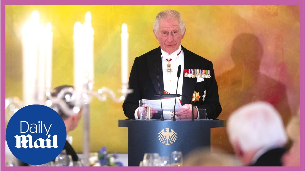 King Charles III speaks German and makes crowd laugh during speech ...