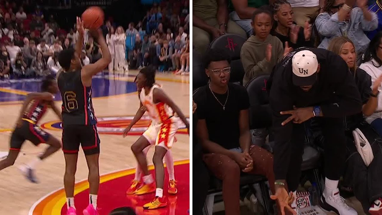 LeBron motions ice in his veins after Bronny's corner 3 at McDonald's ...